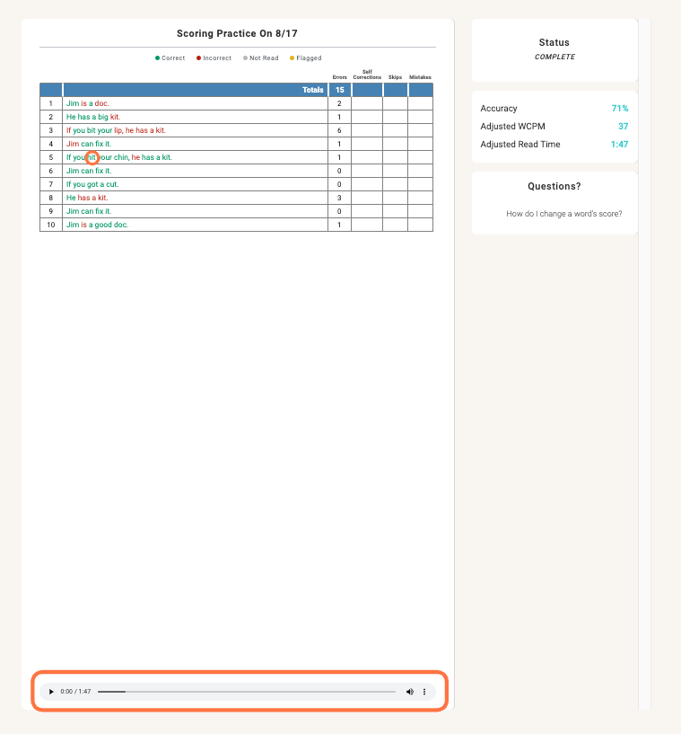 How do I use the Practice Scoring Screen?